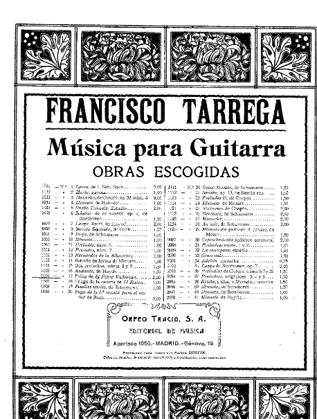 Partitura El Ratón – Tárrega | Ars Corda